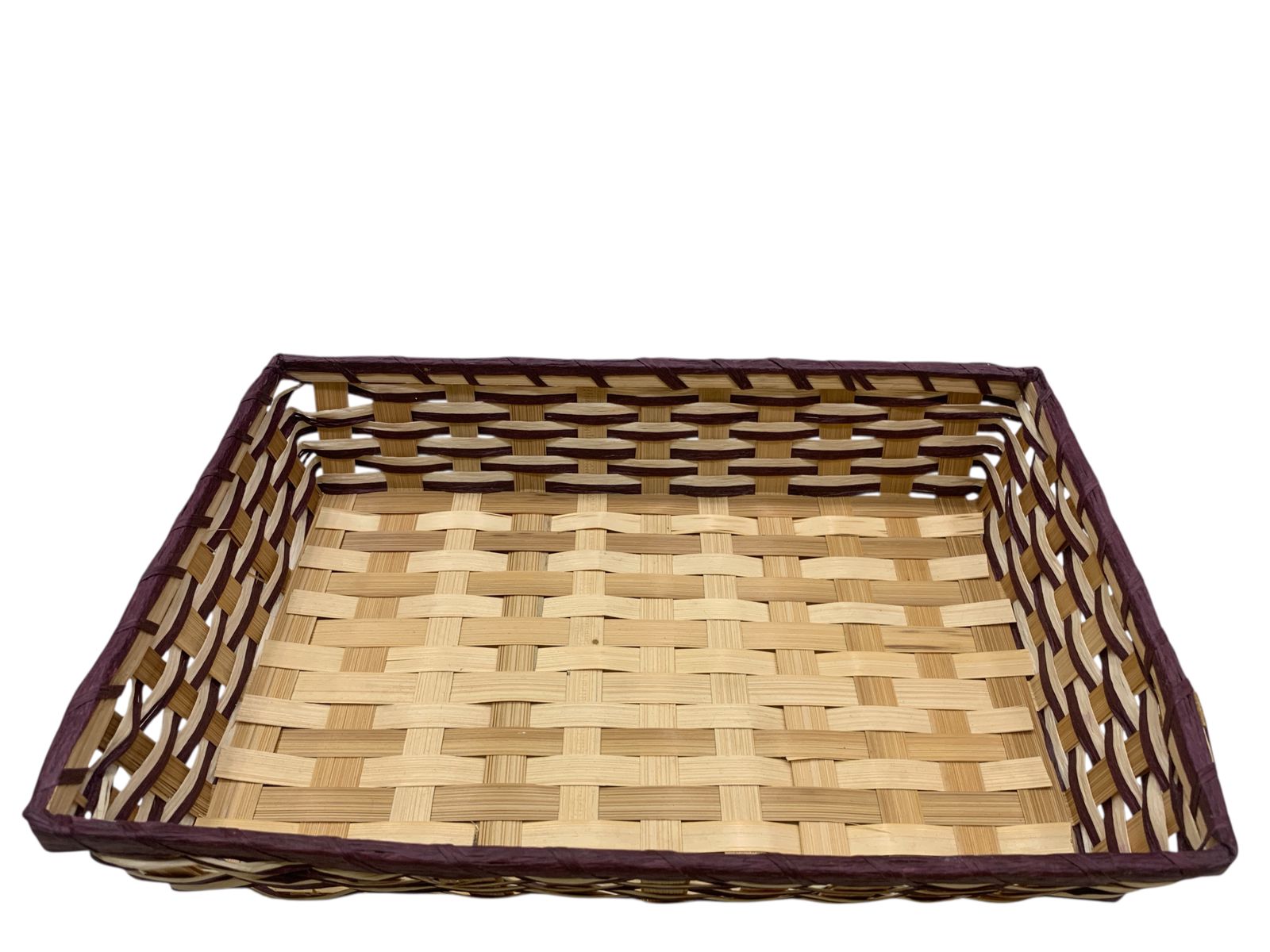 Handwoven Square Bamboo Storage Basket – Eco-Friendly Organizer & Serv